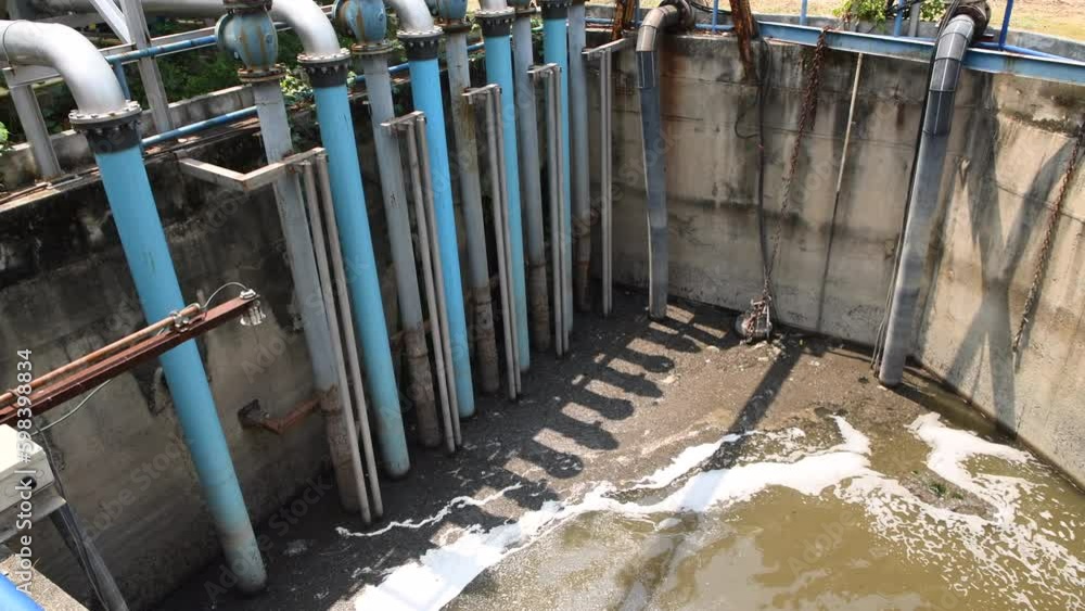 Wastewater from the sewer pipe that enters the wastewater system ...