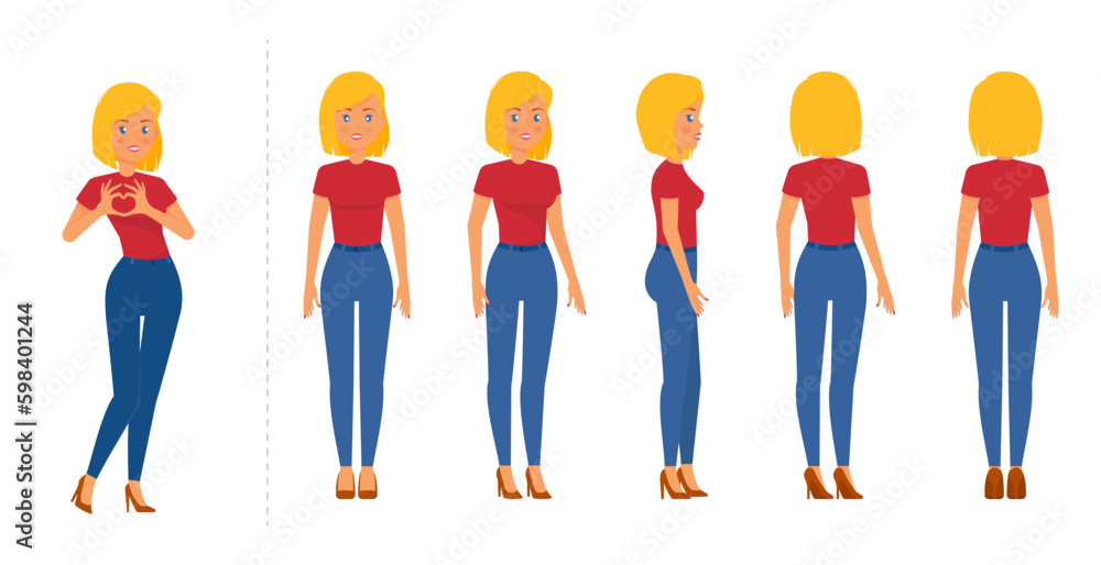 Vector woman character design template ready for animation and motion ...