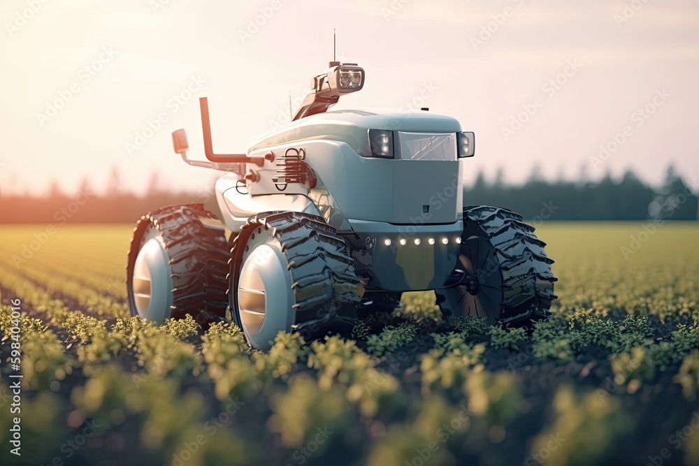 Unmanned automatic robot working in agricultural field. Smart ...