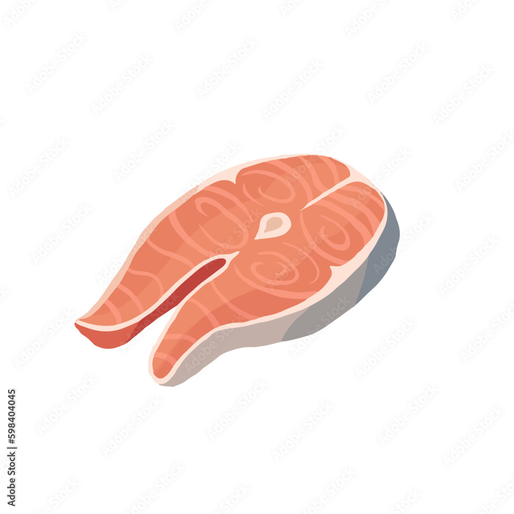 Salmon fillet steak and salmon vector illustration set in cartoon style ...