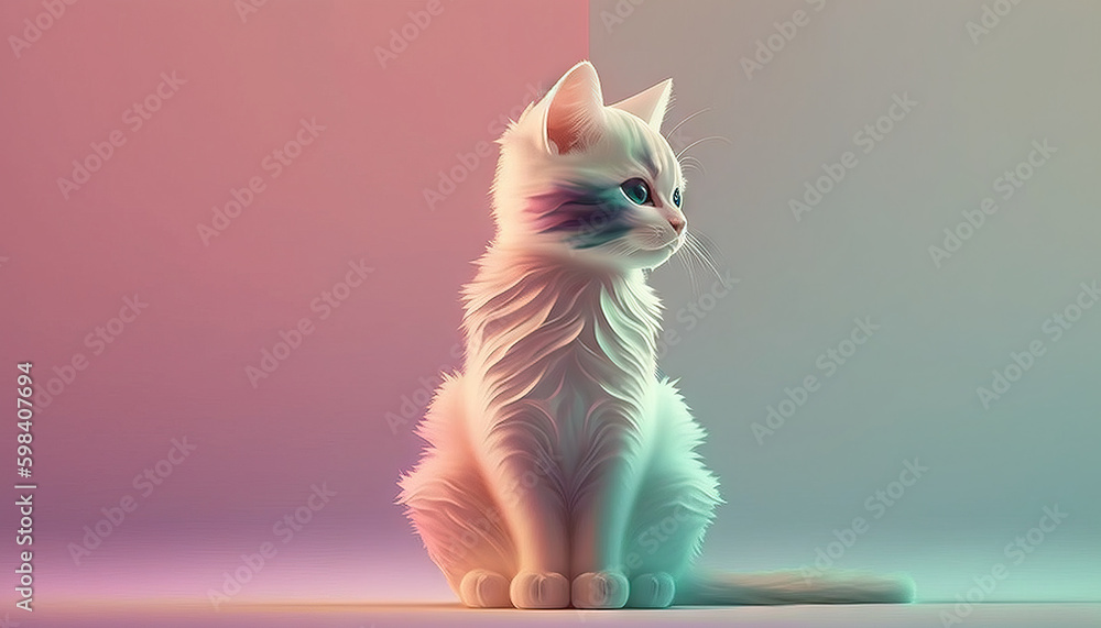Cat abstract wallpaper. Soft background with kitten in Pastel colors ...