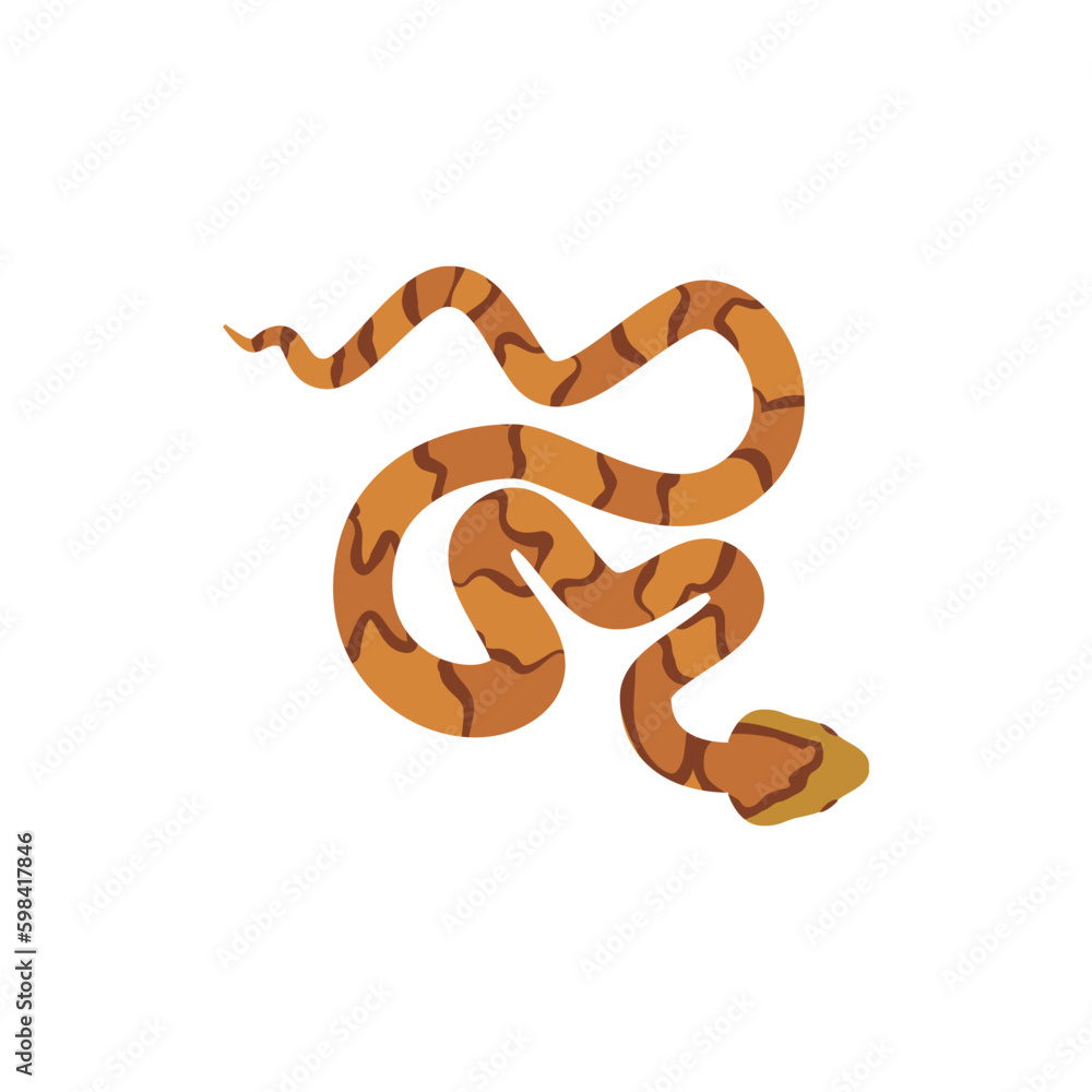Copperhead snake, top view - flat vector illustration isolated on white ...