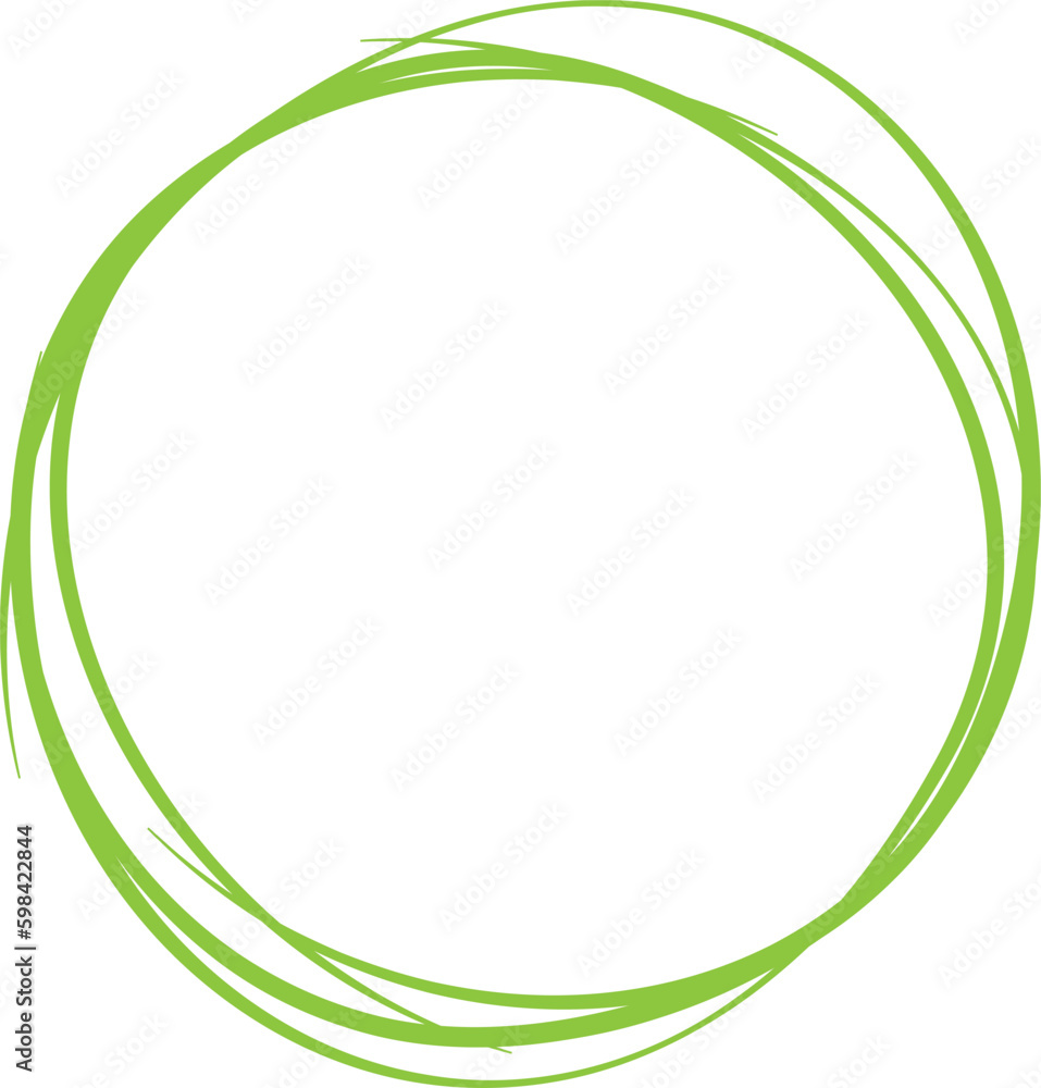 Green circle line hand drawn. Highlight hand drawing circle isolated on ...