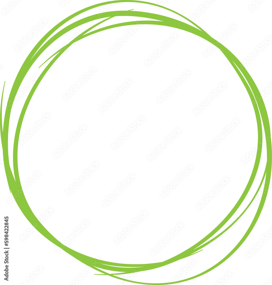 Green circle line hand drawn. Highlight hand drawing circle isolated on ...