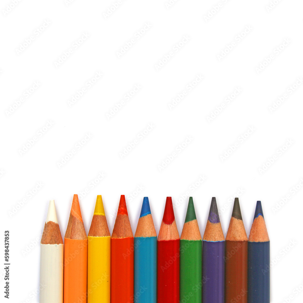 Lapices de colores, colores, lapiz de madera de colores, fondo blanco ...