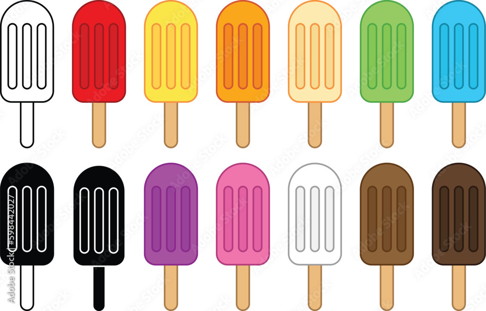 Vetor de Frozen Ice Pop Treat or Lolly Clipart Set - Outline ...