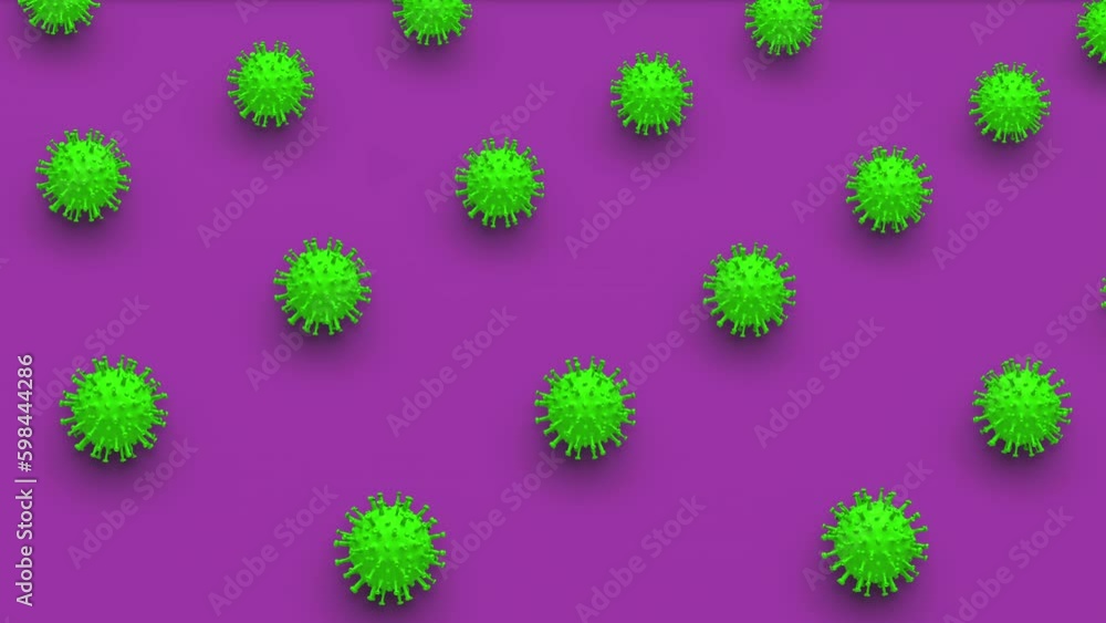 Futuristic 3d render of grid of coronavirus objects in isometric view ...