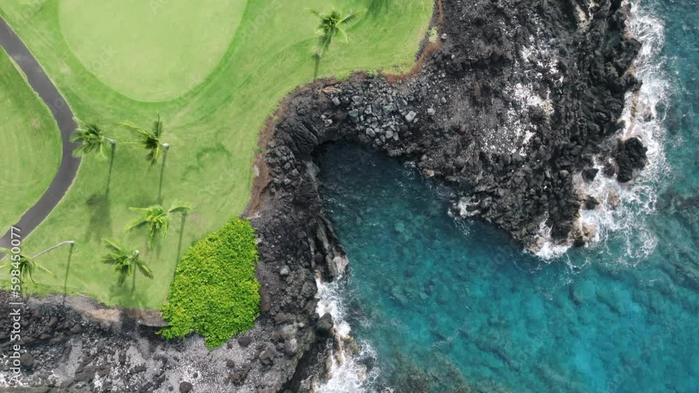 Golf field tropical island. Sport aerial background. Luxury golf club ...