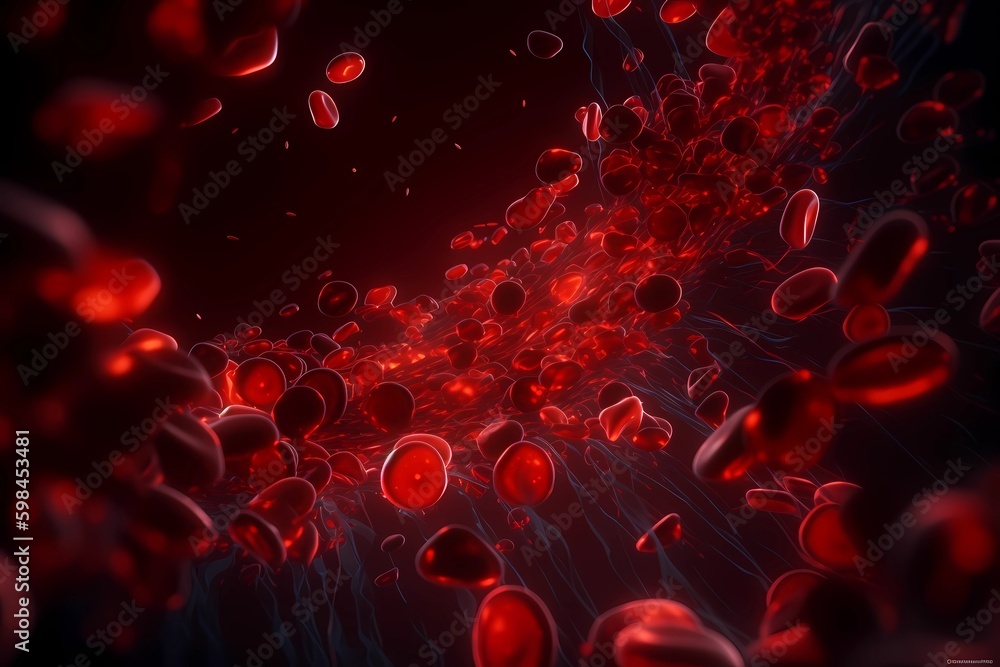Red blood cells in microscopic shot. Macro of the flow inside body ...