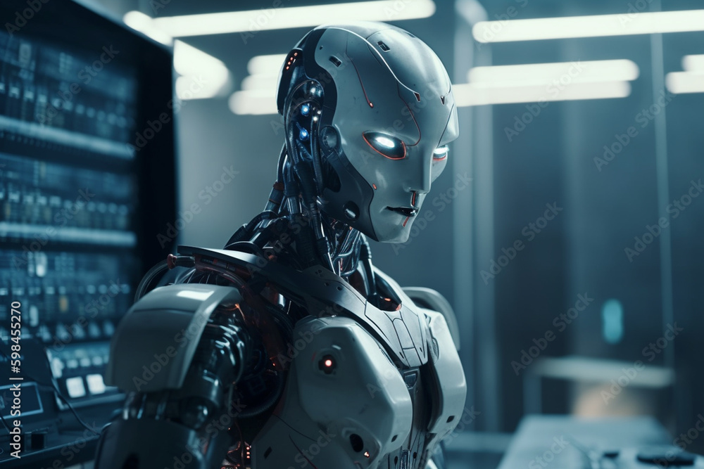 computer robot humanoid android with artificial intelligence ...