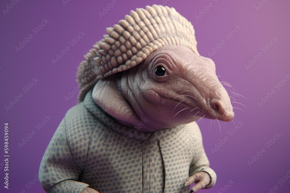 Anthropomorphic Armadillo dressed in human clothing. Humanized animal ...