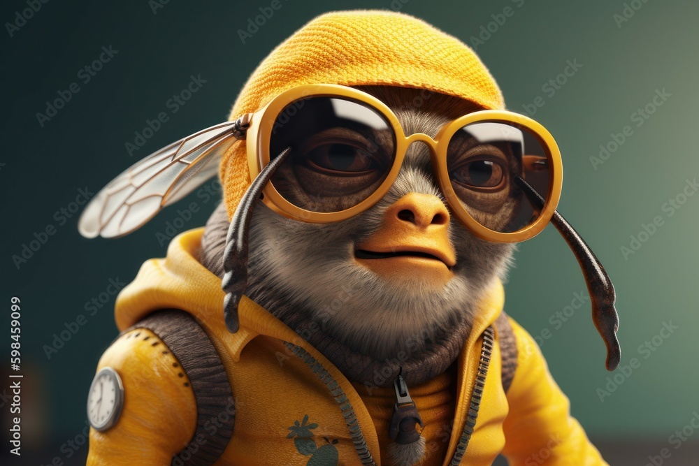 Anthropomorphic bee dressed in human clothing. humanized animal concept ...