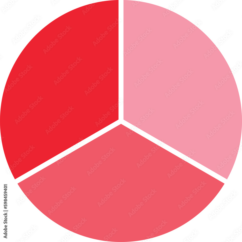 Circle divided into three equal segments. One third fraction circle ... Circle divided into three equal segments. One third fraction circle ...