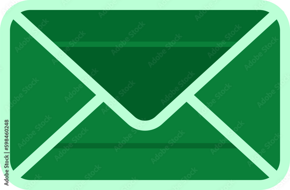 Envelope Email Icon In Green Color And Line For Notification Message ...