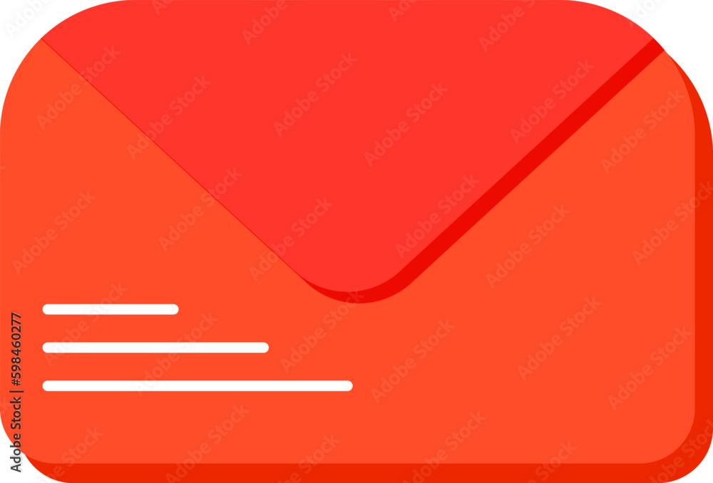 Envelope Email Icon In Orange Color And White Line For Notification ...