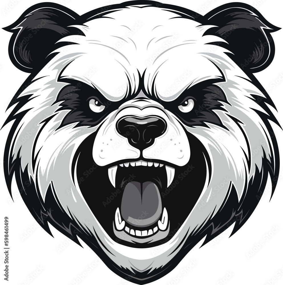 Angry panda head vector illustration isolated, logo, mascot, emblem ...