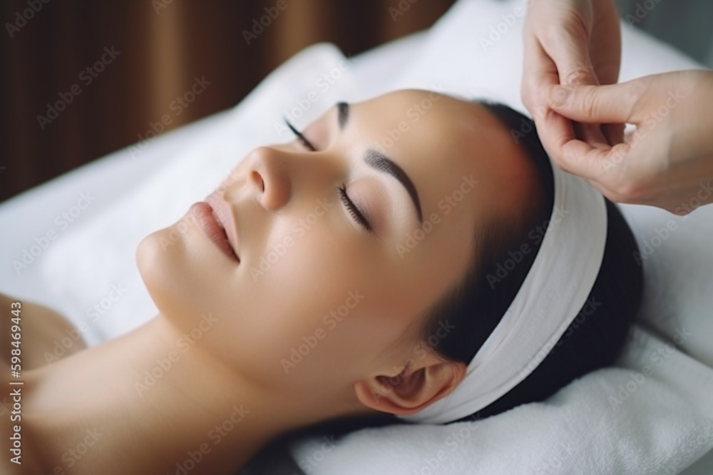 portrait of a woman receiving a back massage. Illustrative Generative ...