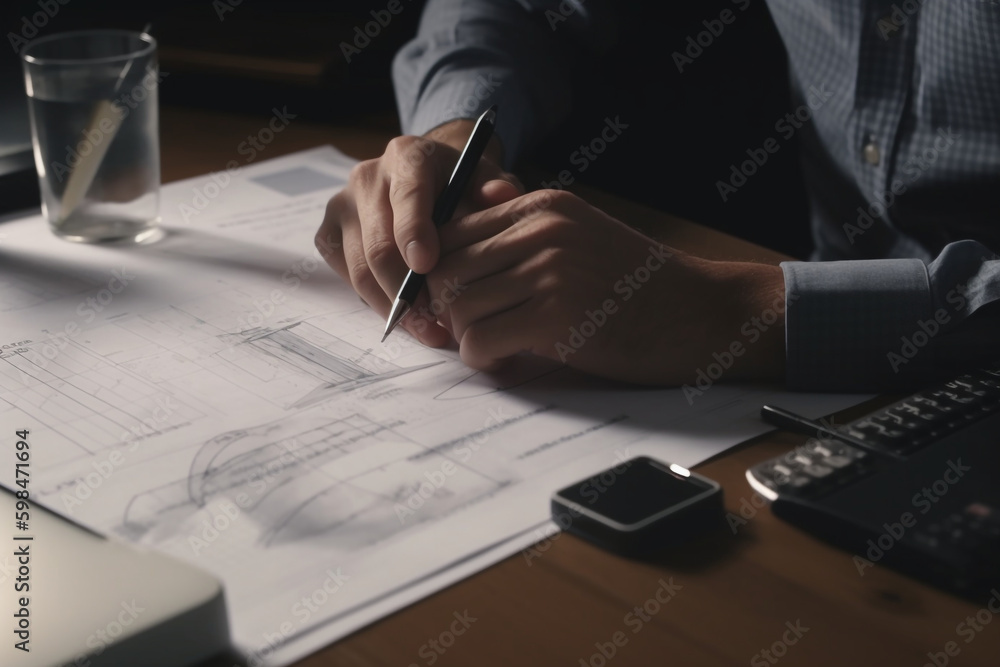 business person planning construction project budget with financial ...