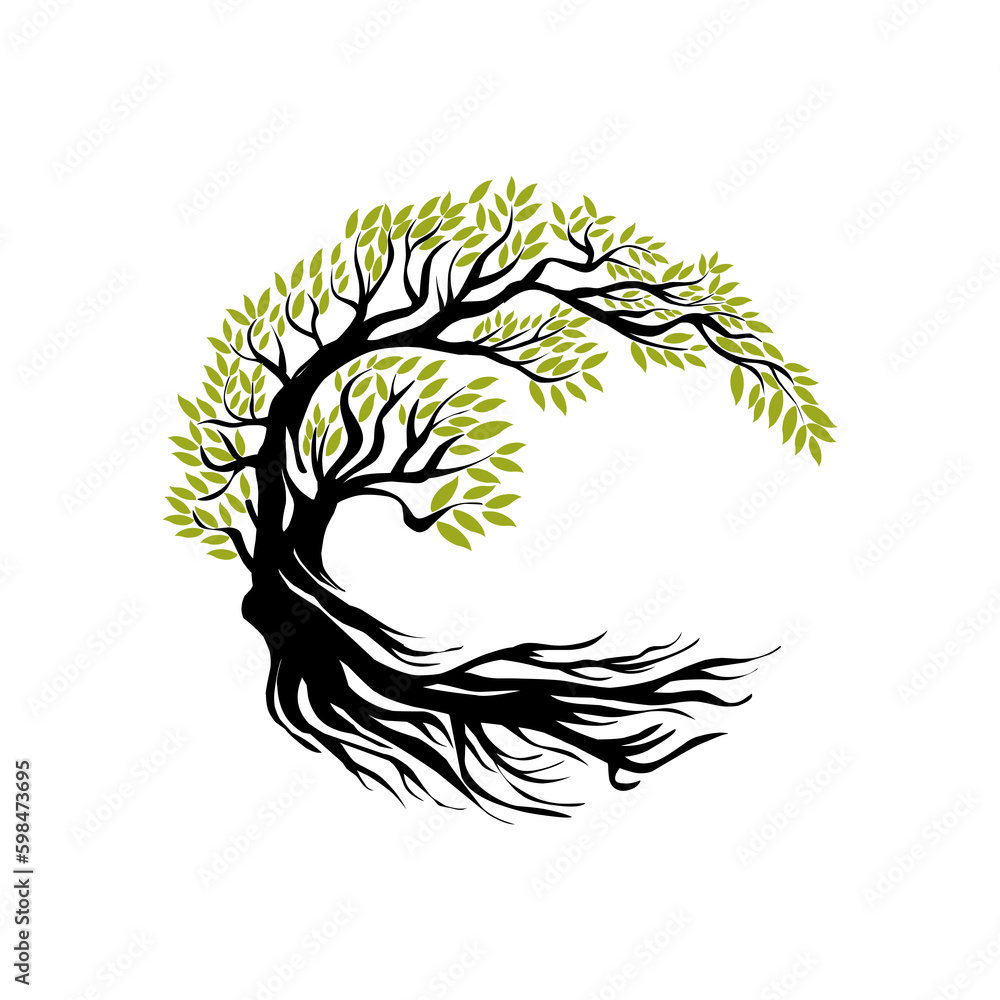 Circle Tree vector logo this beautiful tree is a symbol of life, beauty ...