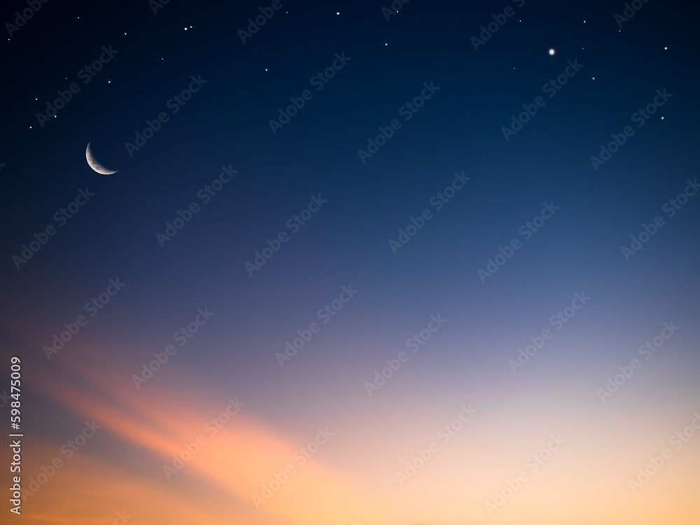 Moon Ramadan Background,Eid Kareem Mubarak with Night Crescent Haft ...