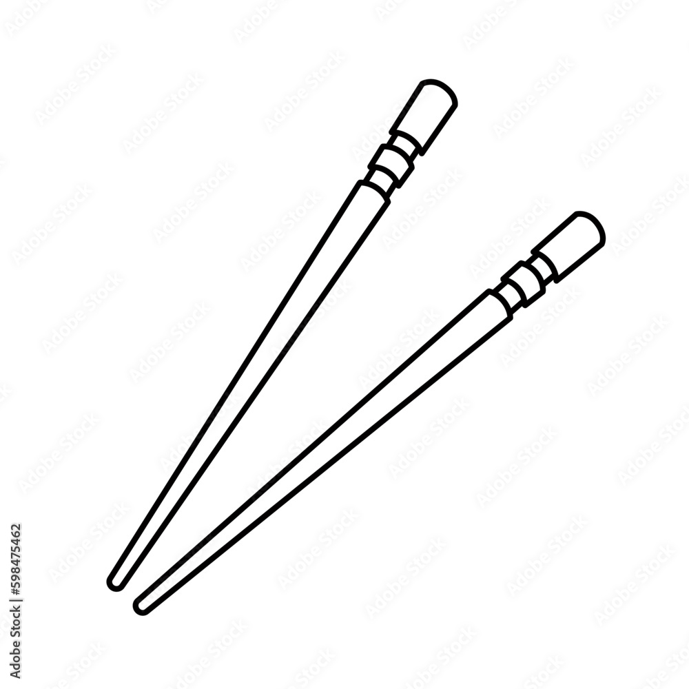 Chopsticks doodle line drawing black and white vector illustration ...