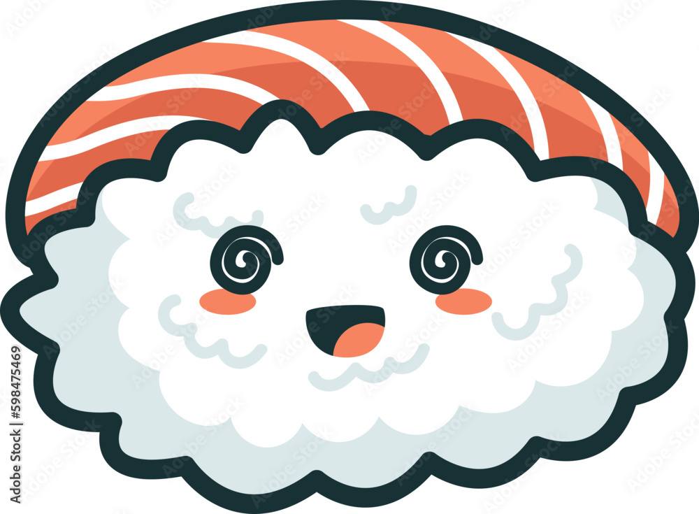 Cute Sushi illustration, vector, character, tuna, seafood, sashimi ...