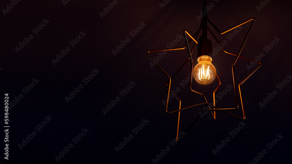 Vintage incandescent light bulb filament on black, close up shot Stock ...