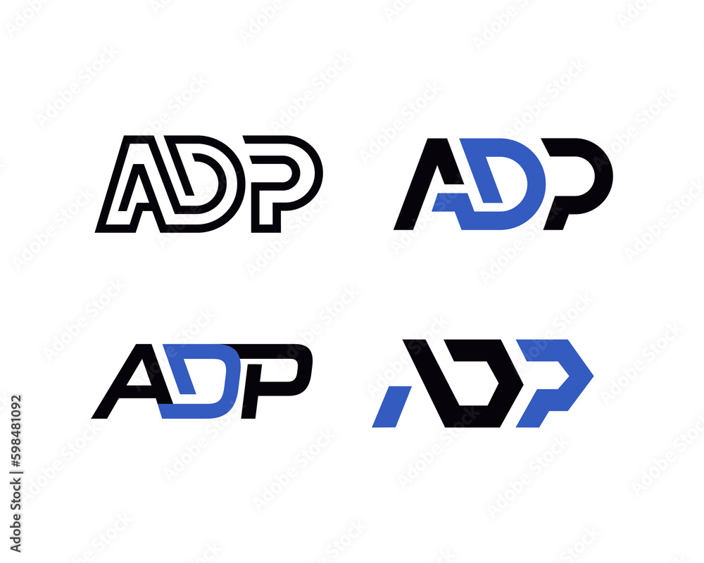 Vector set Lettermark ADP letter icon logo design template Stock Vector ...