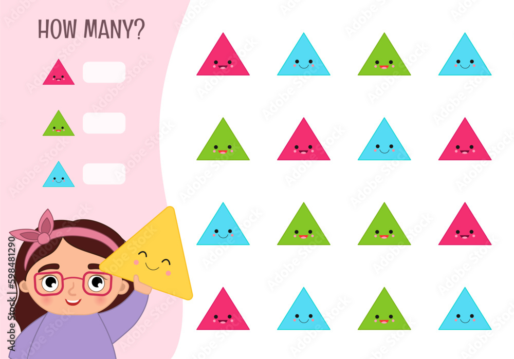 Counting educational children game, math kids activity sheet. How many ...