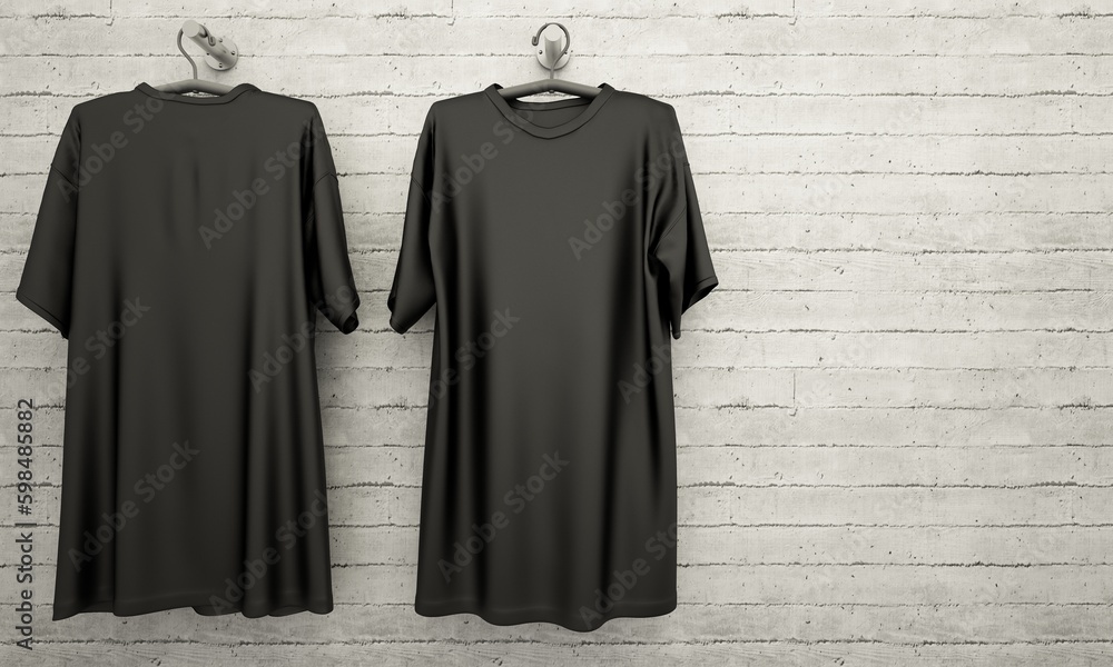 3d T Shirt Mock Up Blank Black T Shirts Mock Up Hanging On Industrial