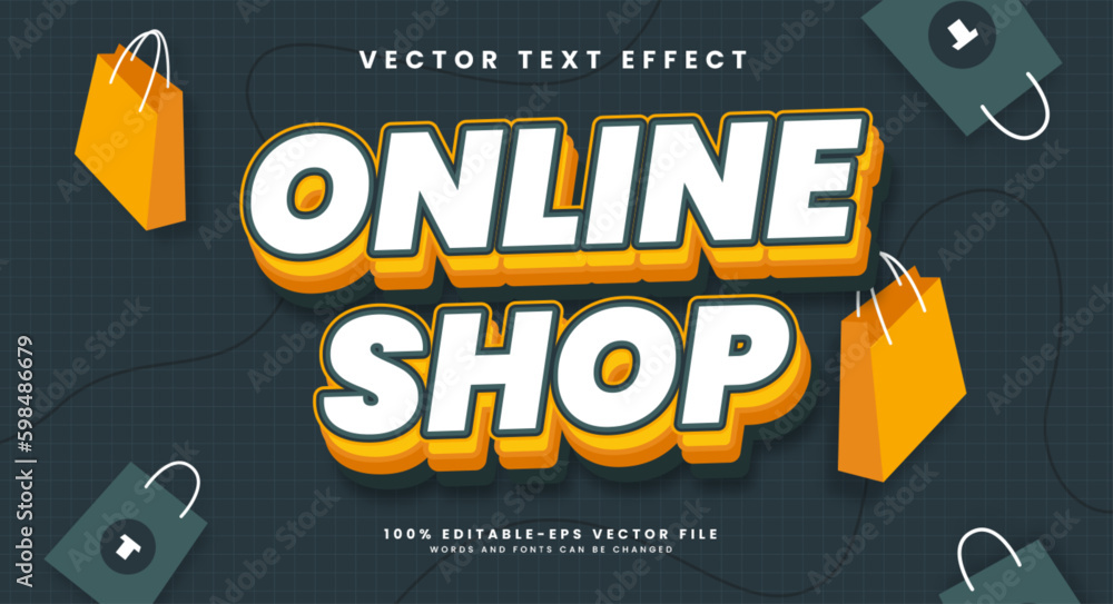 Online shop editable text style effect. Vector text effect. Stock ...