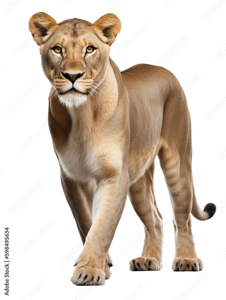 Photo & Art Print African Lioness Full Body Frontal View Transparent ...