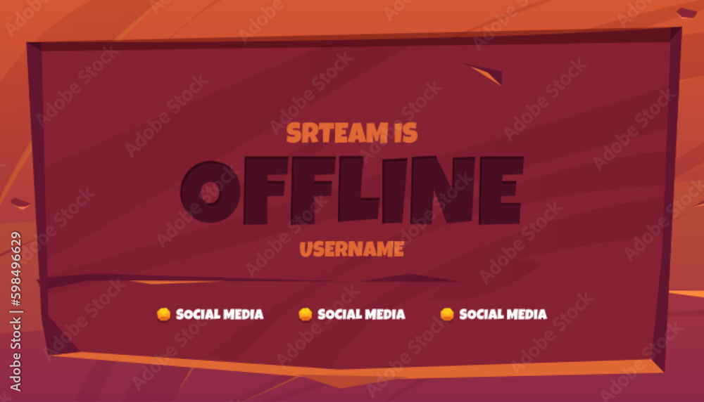 Stream is offline twitch cartoon background vector label. Creative game ...