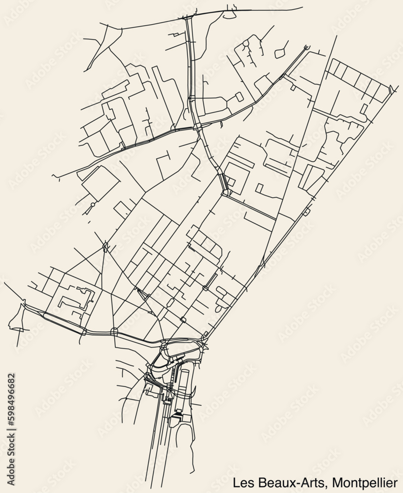 Detailed hand-drawn navigational urban street roads map of the LES ...