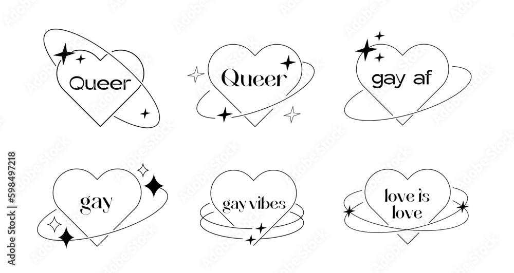 Trendy minimalist aesthetic linear heart and thin line abstract shapes ...