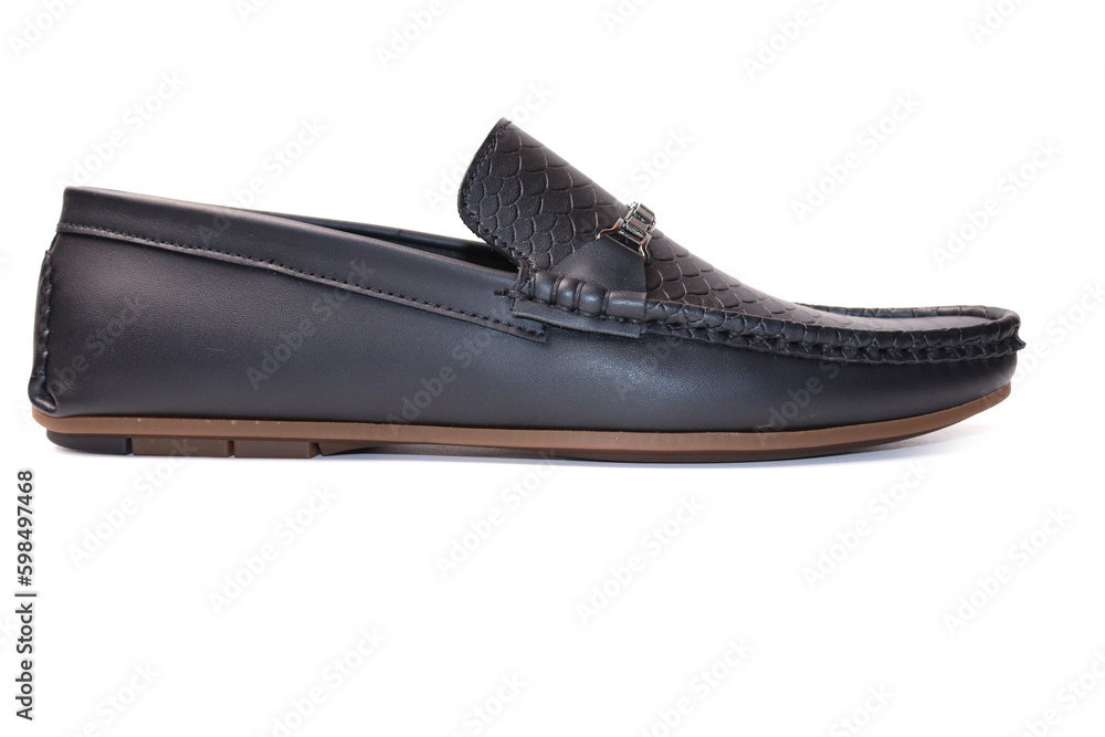 Black Shoe Side View isolated on white Background Stock Photo | Adobe Stock