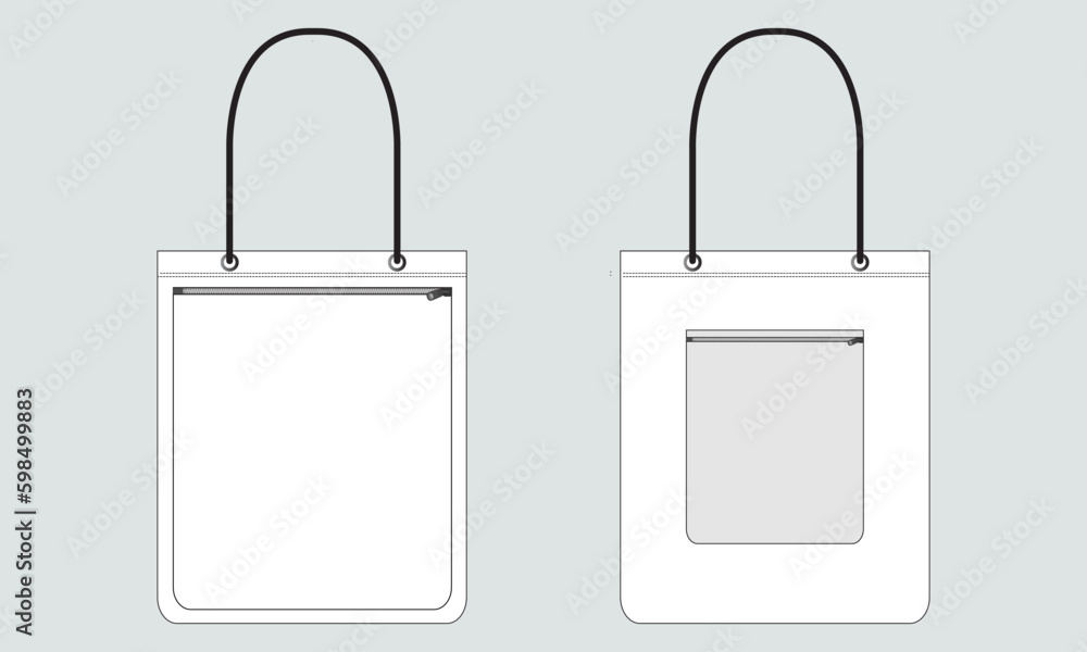 Shopping bag Technical drawing fashion flat sketch vector illustration ...