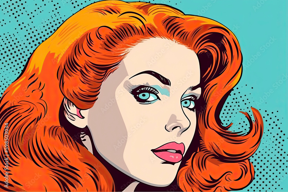 Beautiful girl looking from the empty board in Pop art style.Pop Art ...