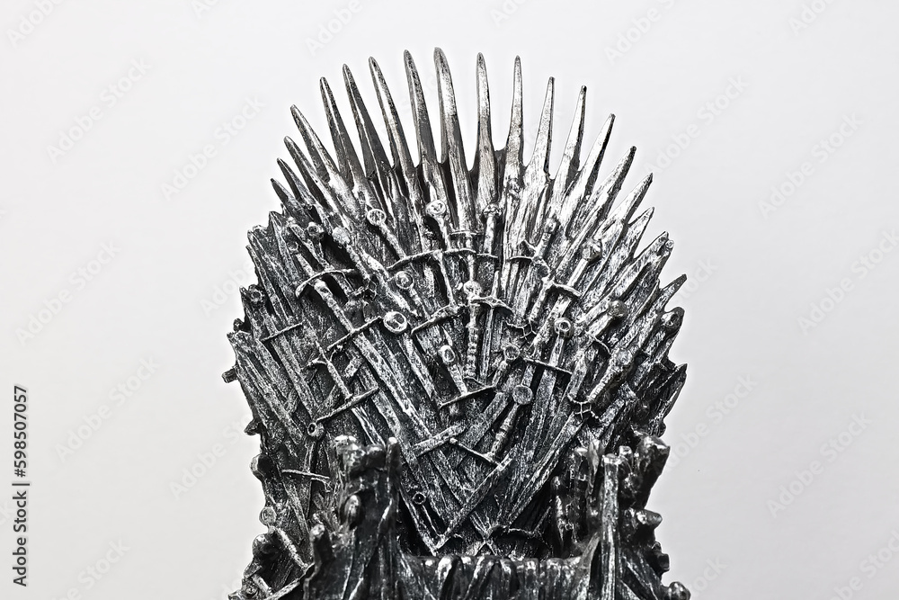 Metal knight swords the Iron Throne on white background. Games of ...