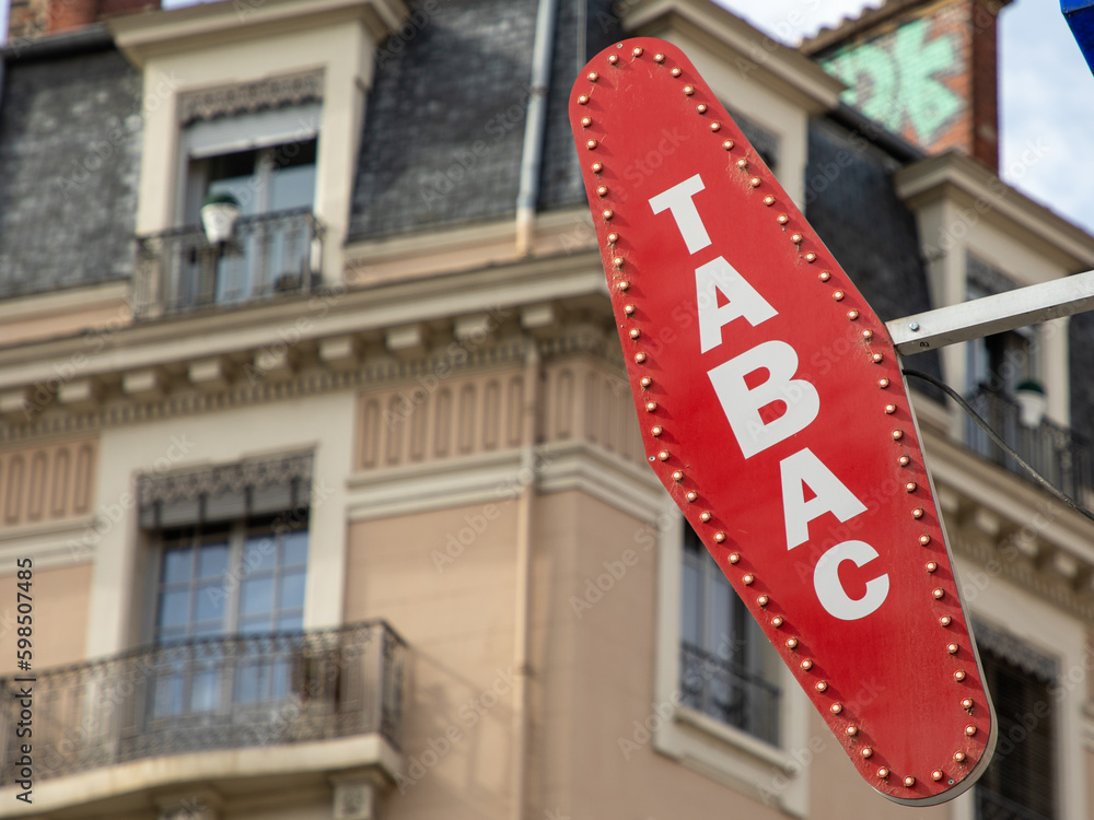 tabac French brand red shop tobacco sign with french white text france ...