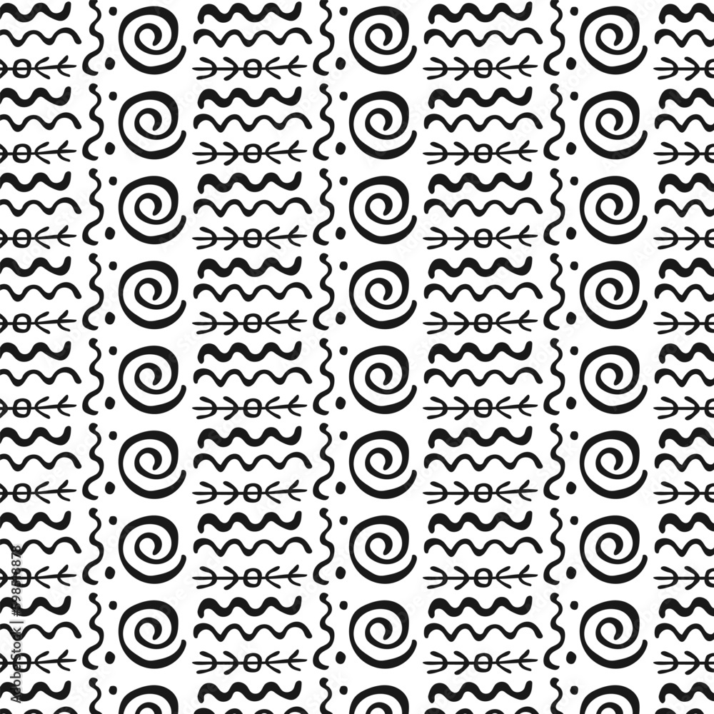 Seamless Primitive ethnic ornament. Pattern drawings of ancient tribe ...