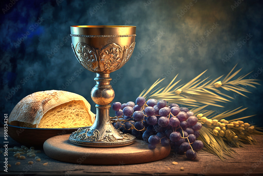Photo & Art Print Holy communion on wooden table on church, Zelma