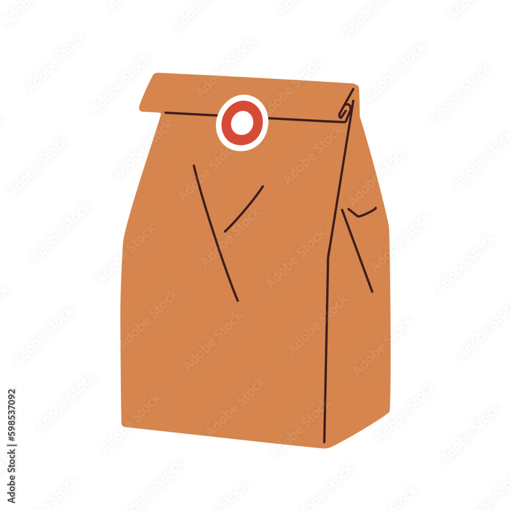 Paper bag, delivery package from brown kraft. Closed soft pack sealed ...