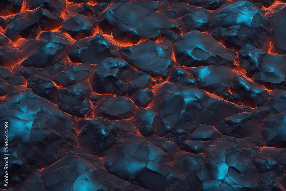 Alien soil with hot glowing lava veins. Ground texture illustration ...