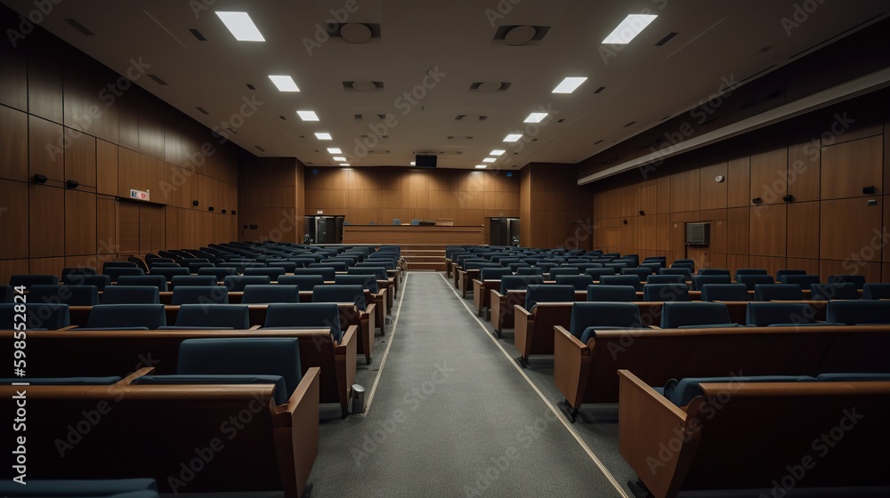 Illustration of spacious hall for lectures and presentations. Big ...