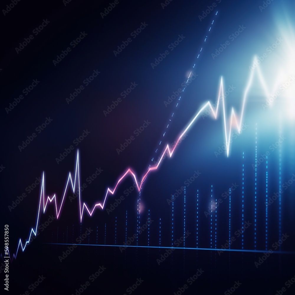 financial chart with a moving up arrow graph on the stock market ...