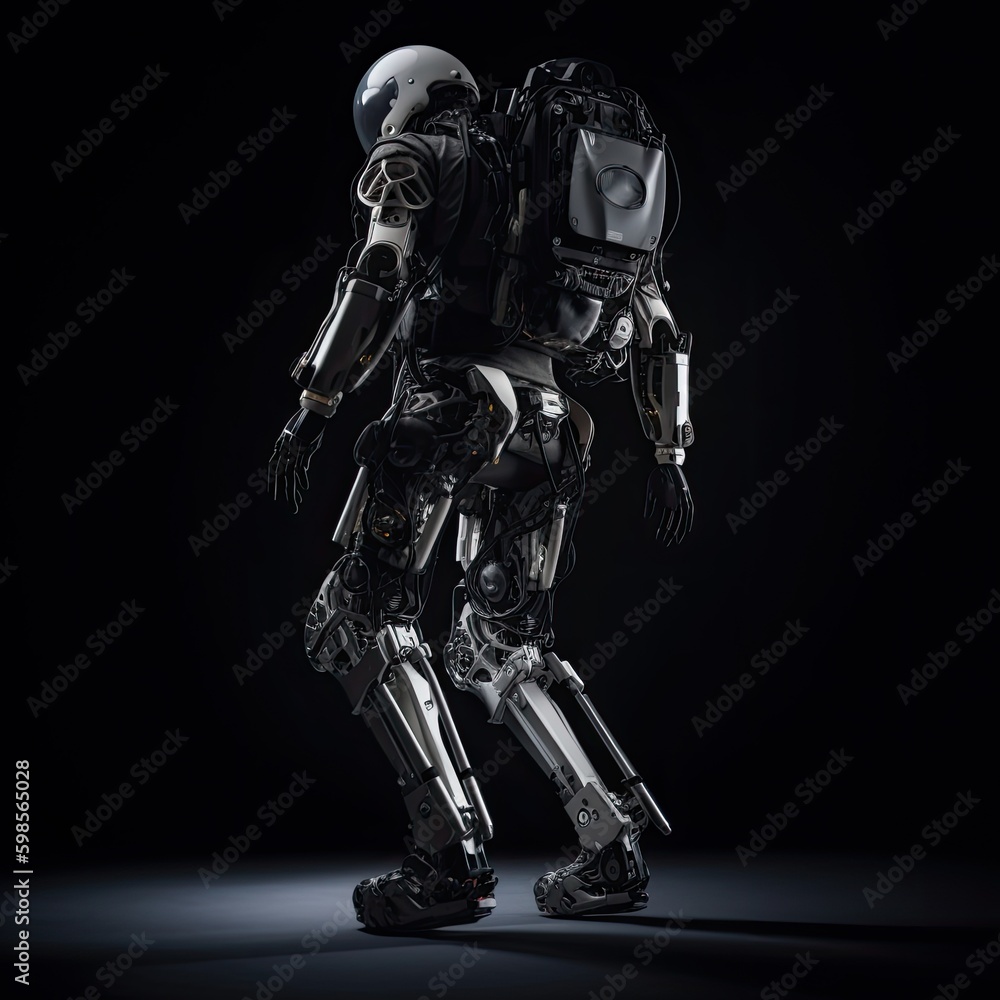 A futuristic, modular exoskeleton with advanced materials and adaptive ...