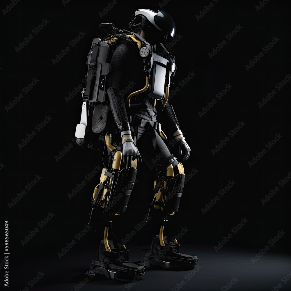A futuristic, modular exoskeleton with advanced materials and adaptive ...