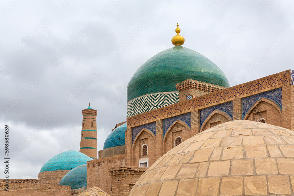 Khiva domes. Pahlavan-Mahmud necropolis at the Ichan-Qala, Juma mosque ...