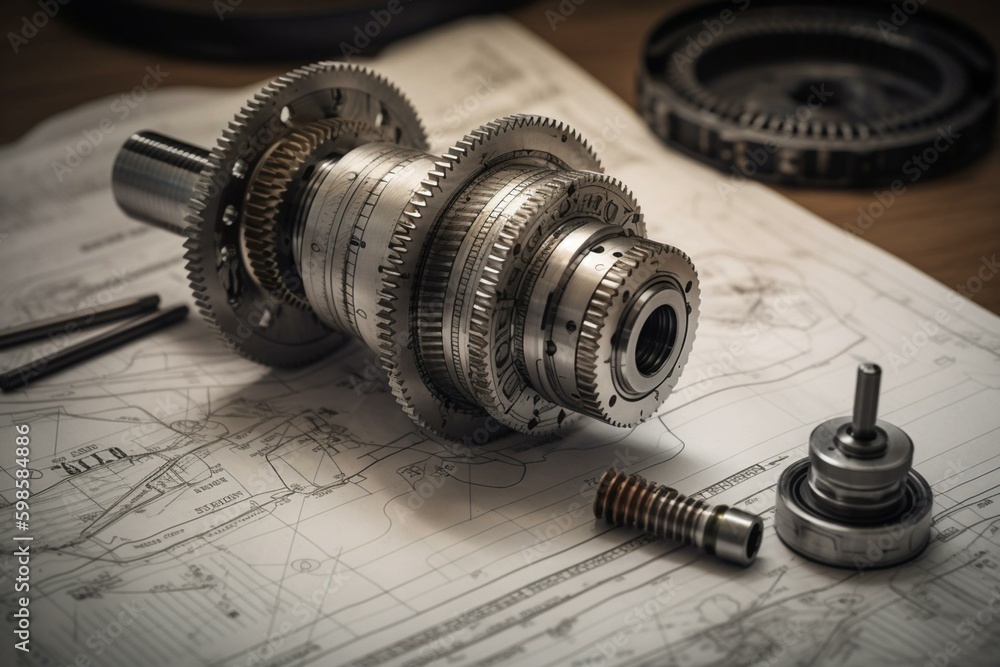 Technical rendering of mechanical engineering design. Generative AI ...